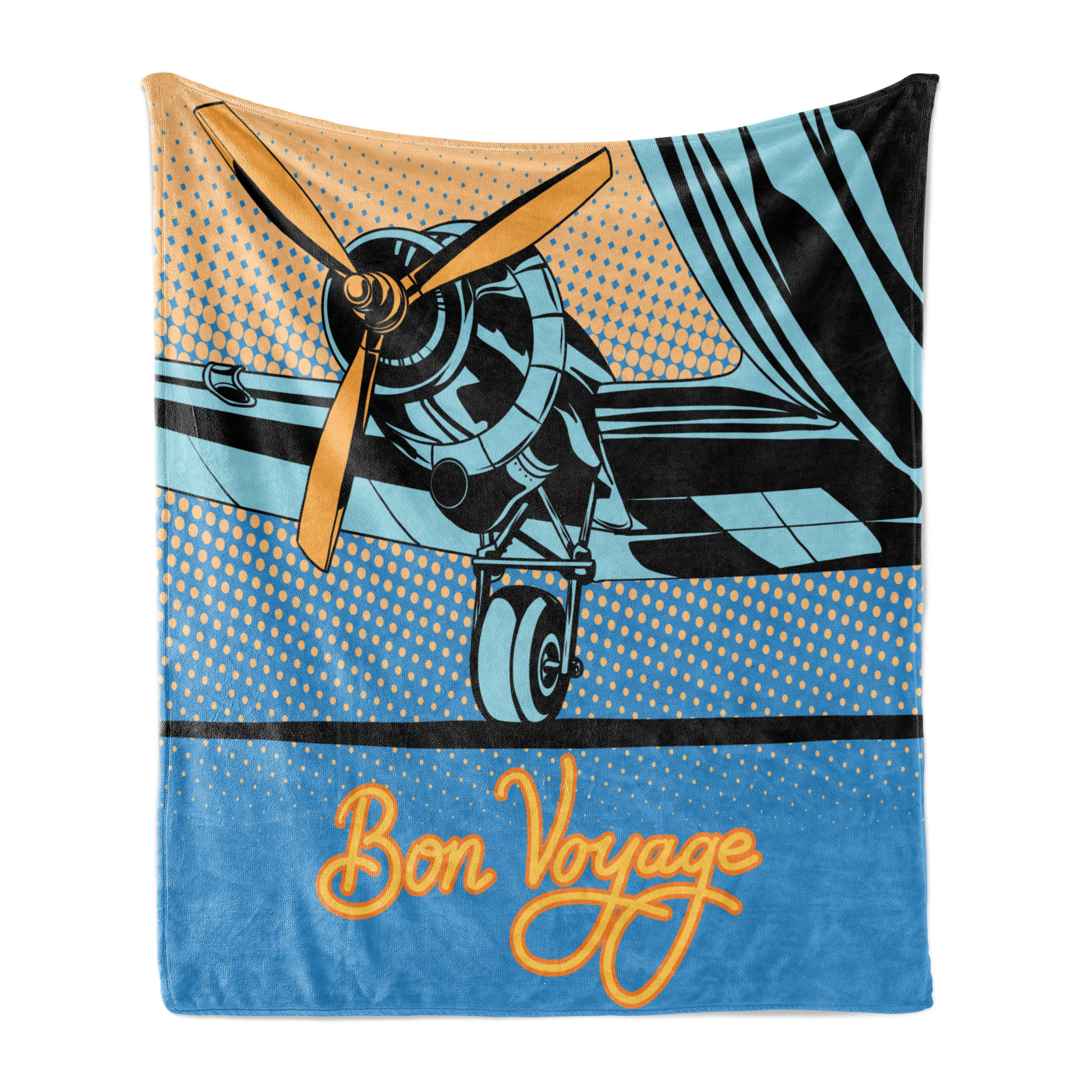Ambesonne Airport Fleece Throw Blanket Retro Plane with Propeller ...