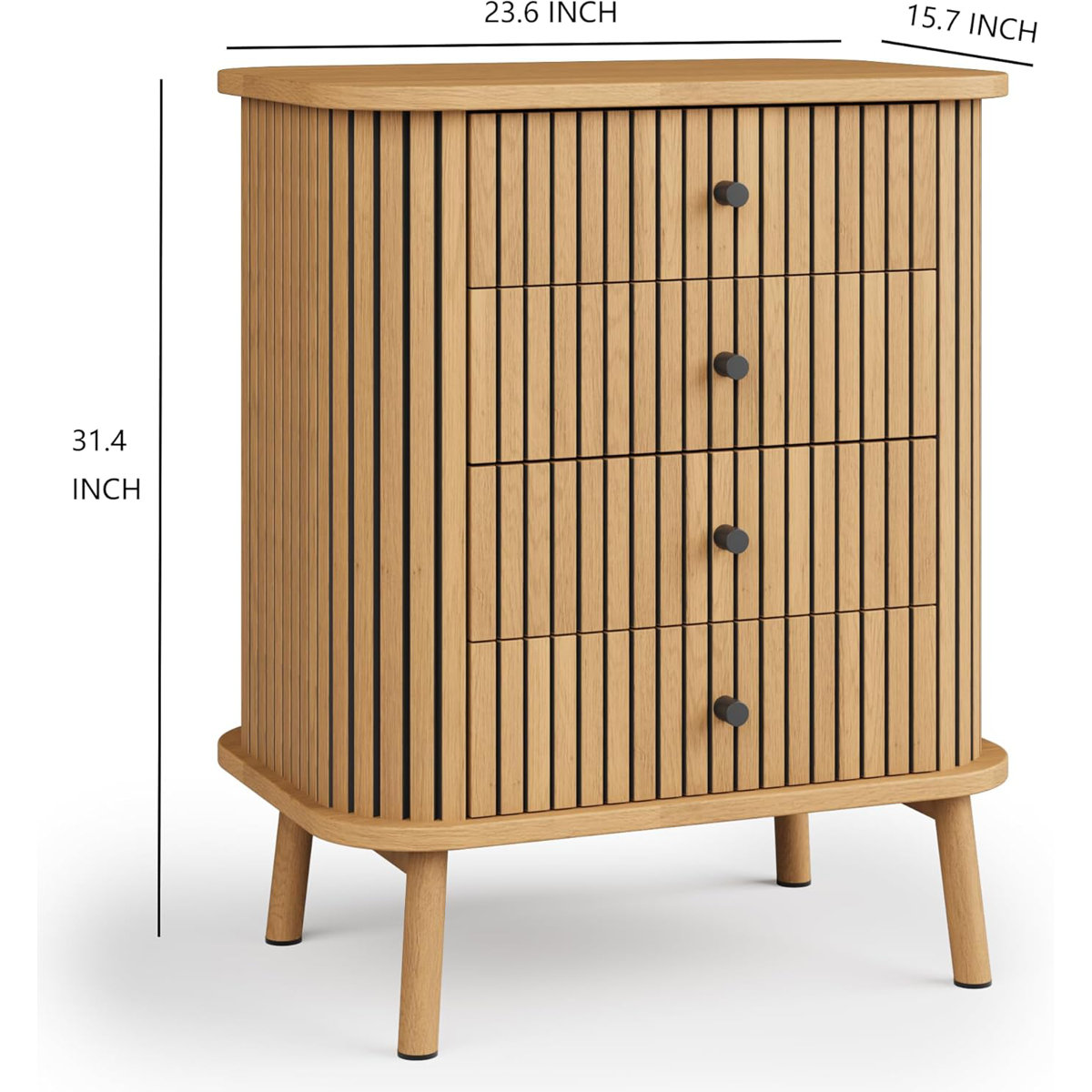 Corrigan Studio® Fluted 4 Drawers Dresser, Tall Modern Chest of Drawers ...