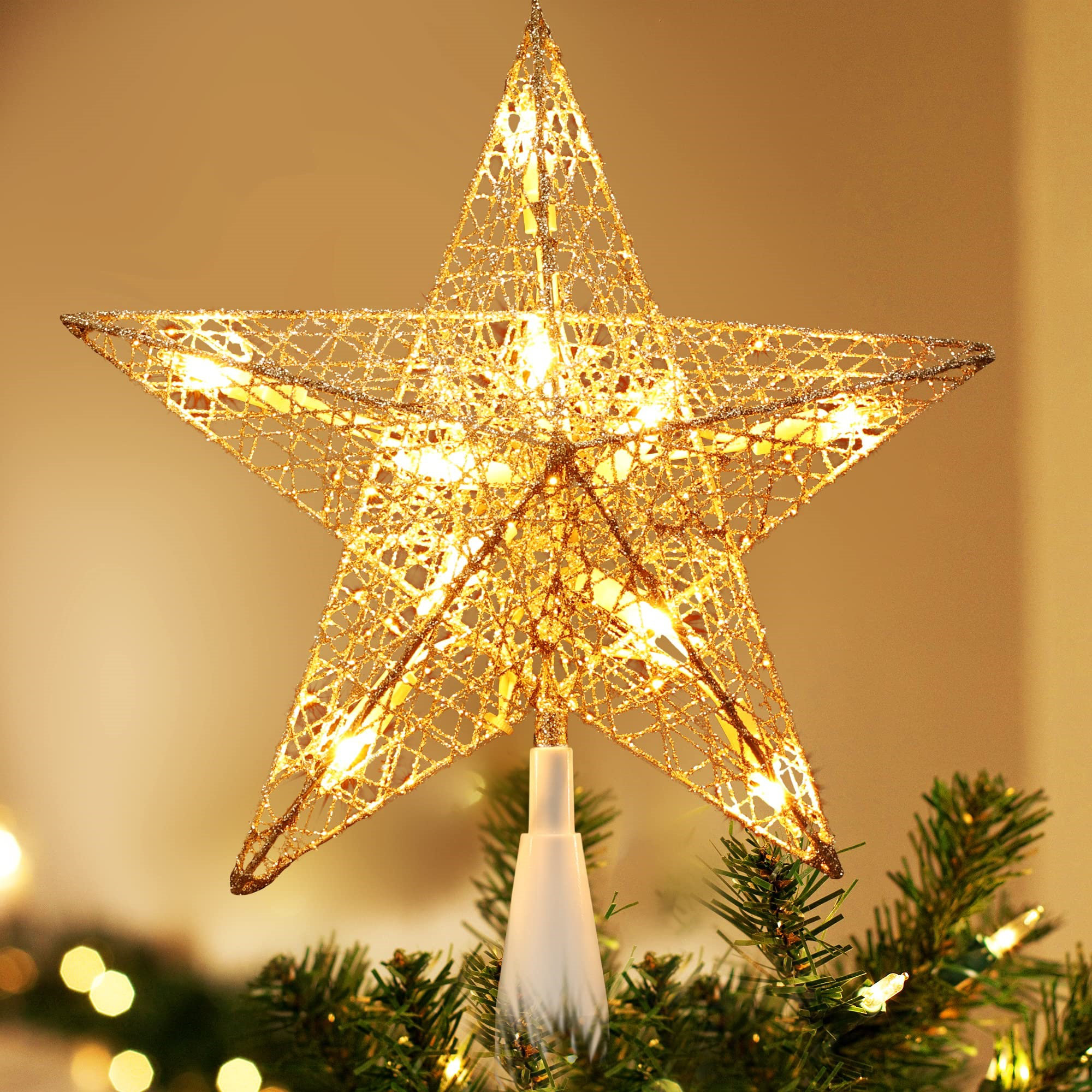 HIRVOK Plug-In Christmas Tree Topper Lights | Wayfair