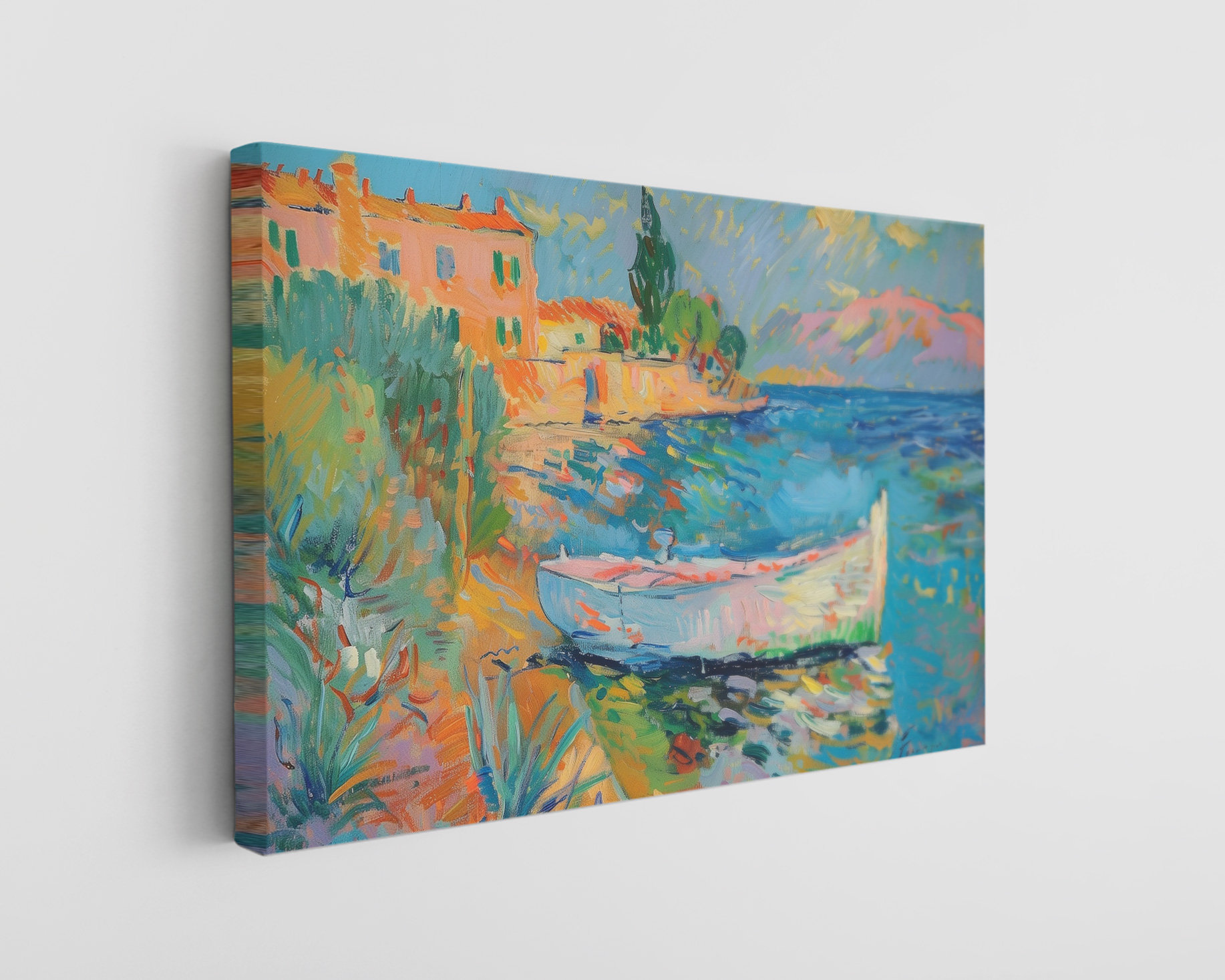 Breakwater Bay Oil Painting of a Village Rowboat Canvas Print, Modern ...