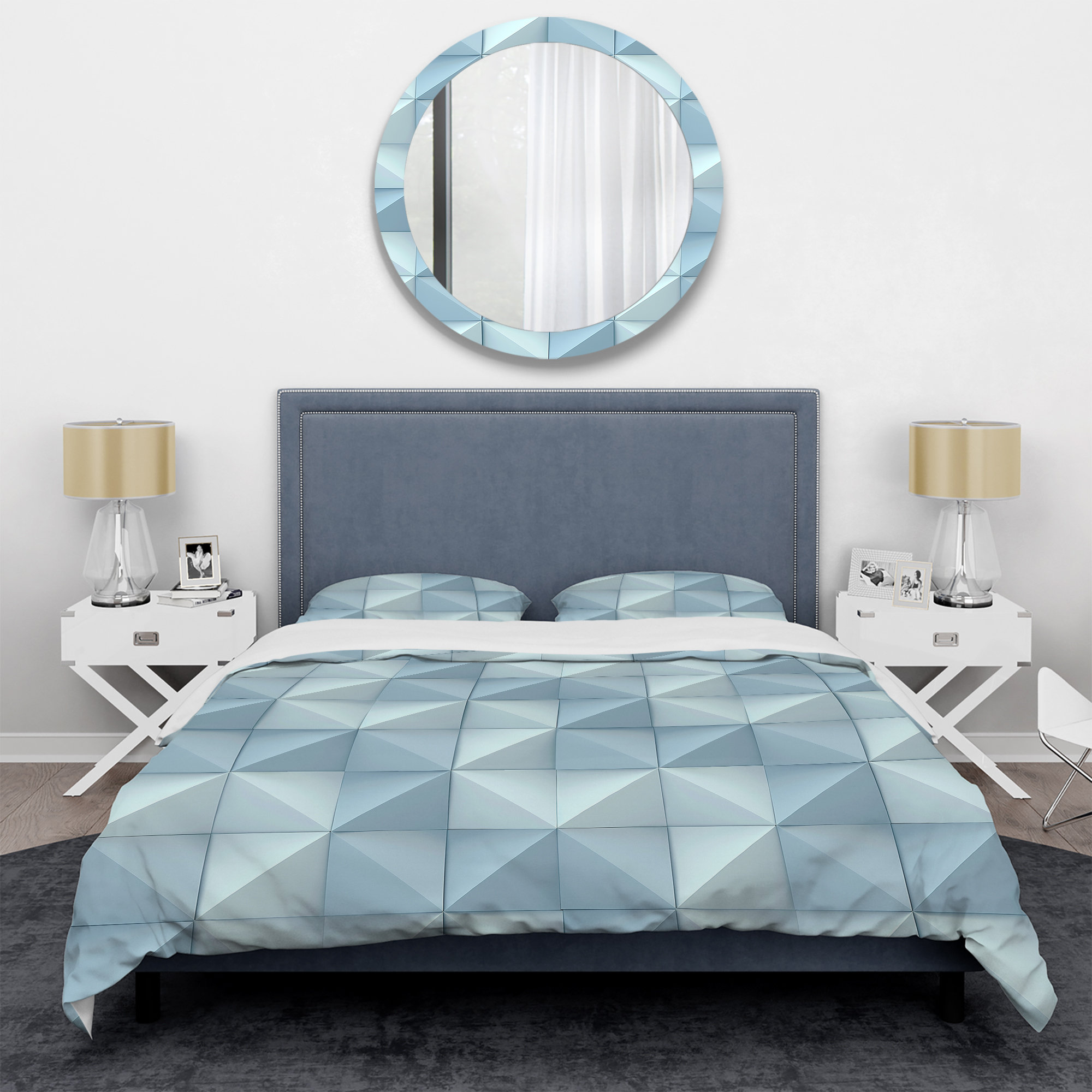 Design Art Baby Blue Triangle - Glam Duvet Cover Set | Wayfair