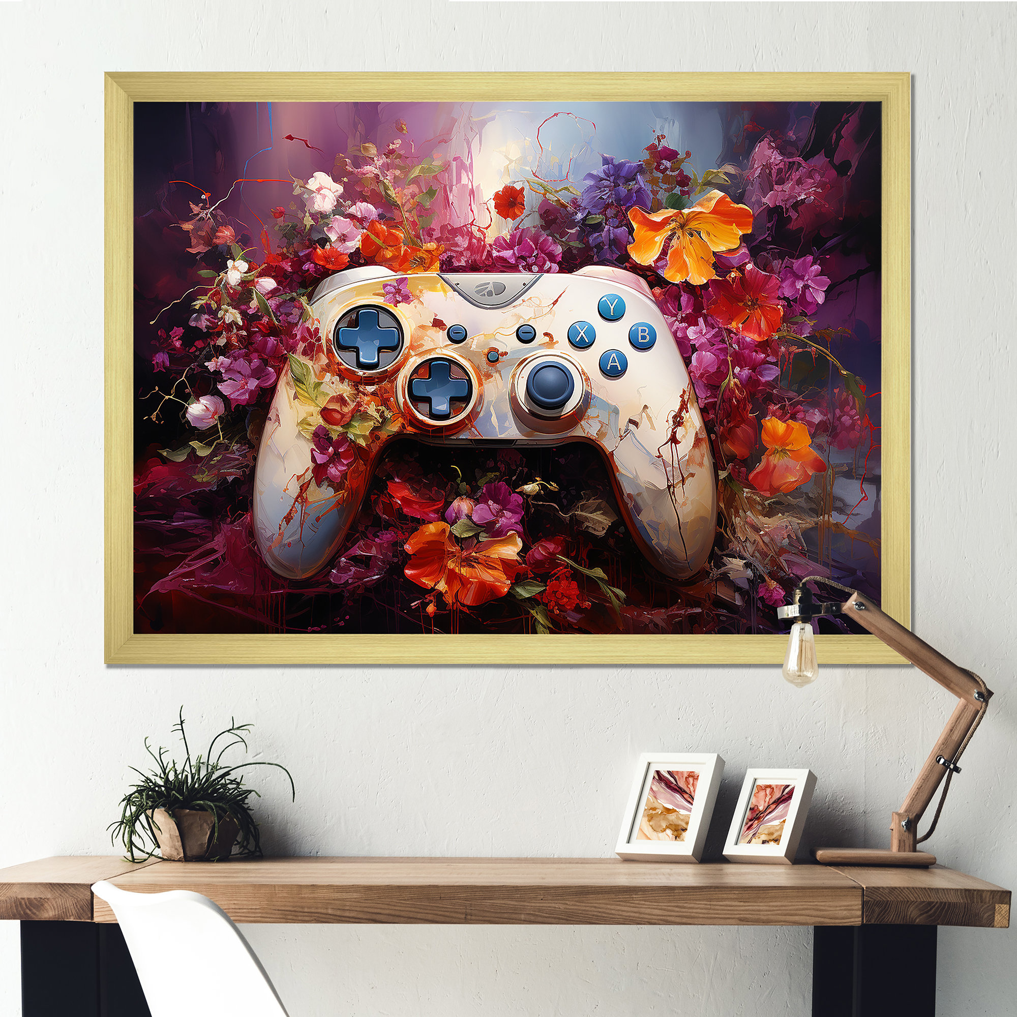 Winston Porter Blooming Multicolor Gaming Controller - Video Games Wall ...