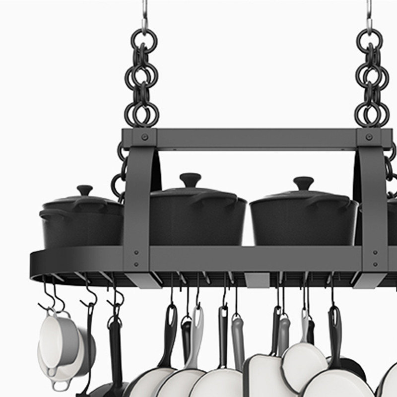 Prep & Savour 48 Inch Large Hanging Pot Rack, Heavy Duty Oval Pot and ...