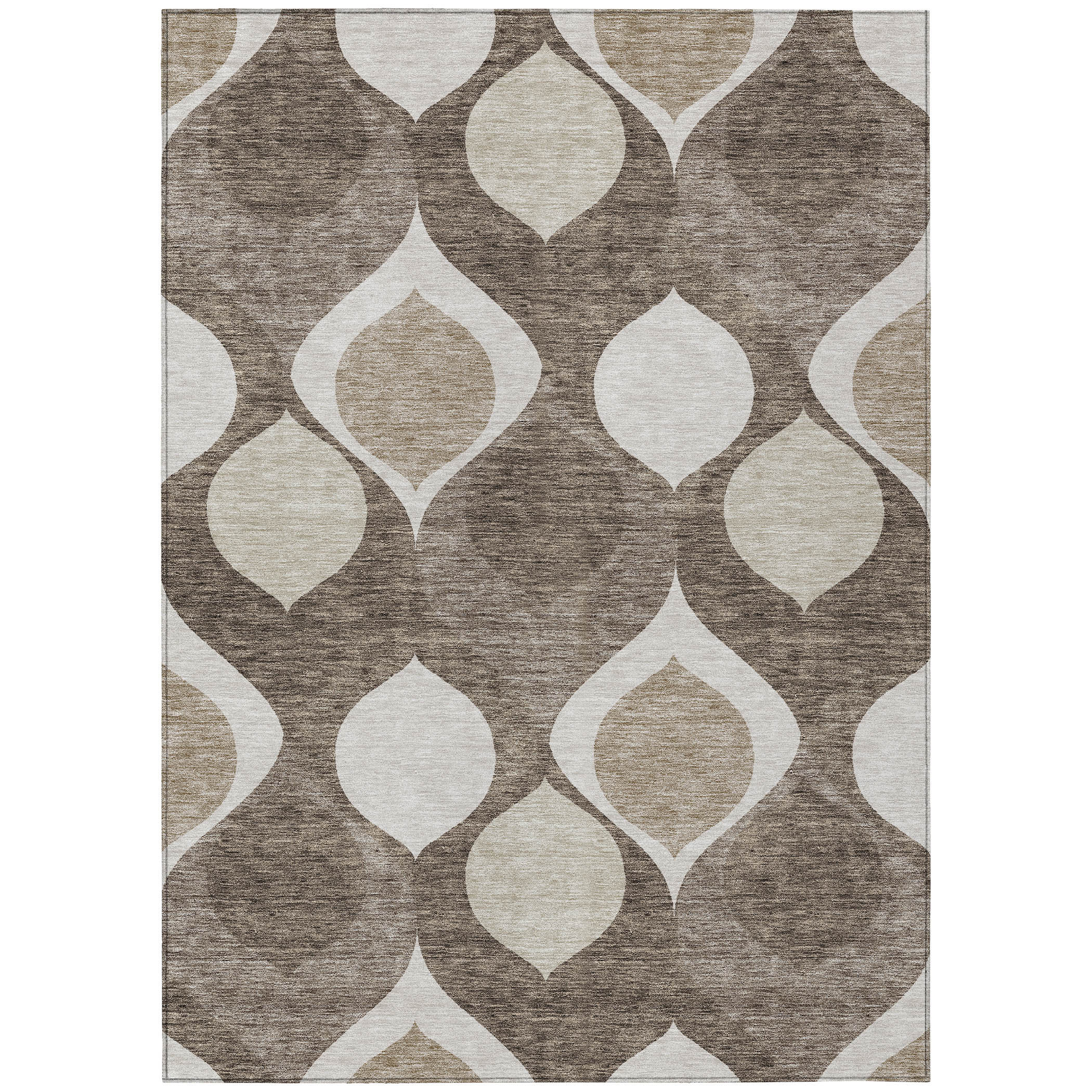 HomeRoots 10' X 14' Taupe Beige Ogee Washable Indoor Outdoor Area Rug ...