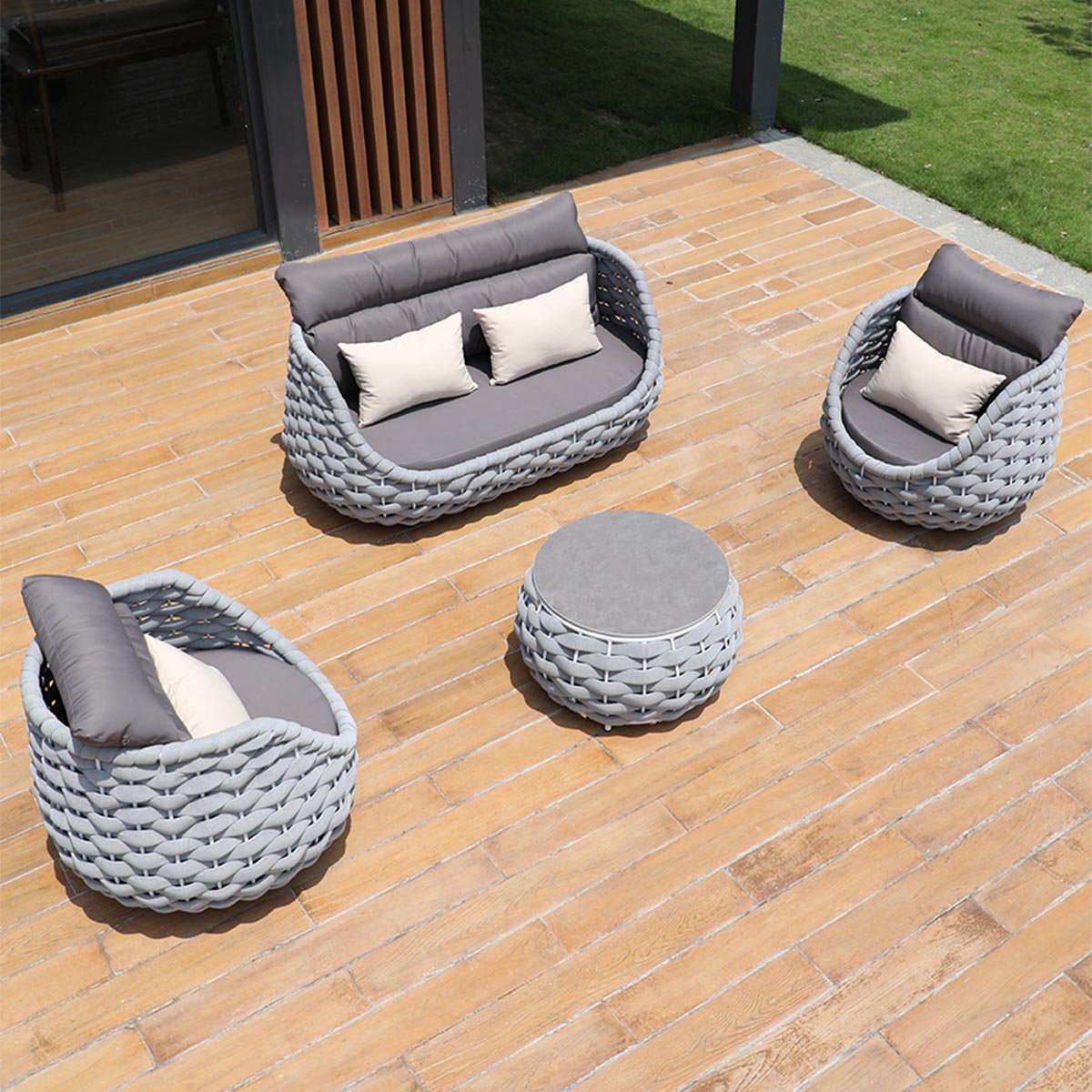 Hokku Designs Trayden 4 - Person Outdoor Seating Group with Cushions ...