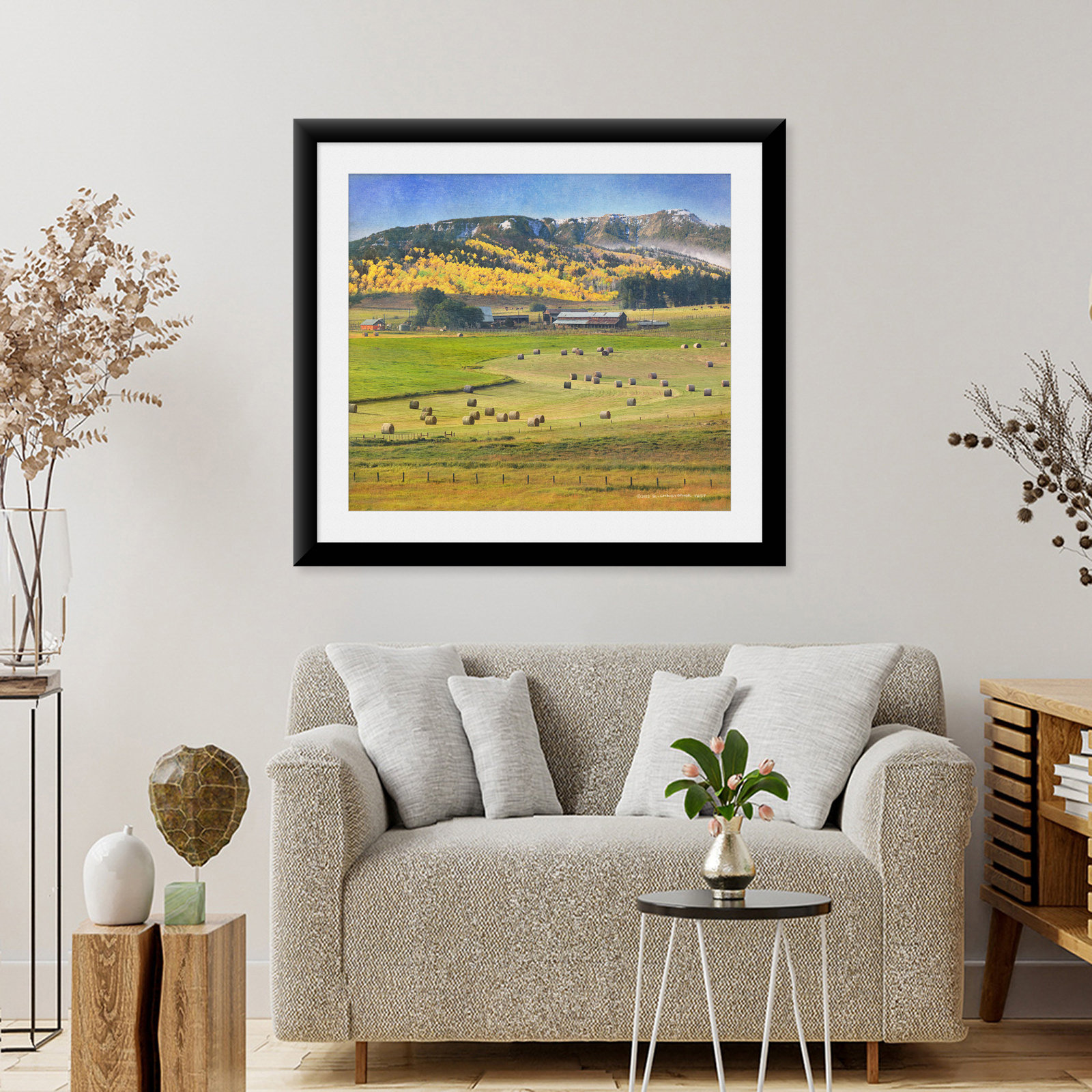 August Grove® Art Print (Unframed), Cherry Creek Haybales by ...