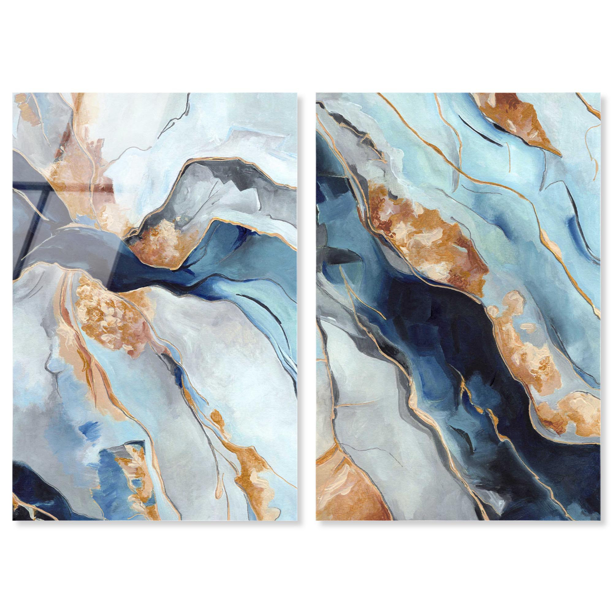 House of Hampton® Blush Pink Whimsy Blue Art 2 Panel Set Acrylic Print ...