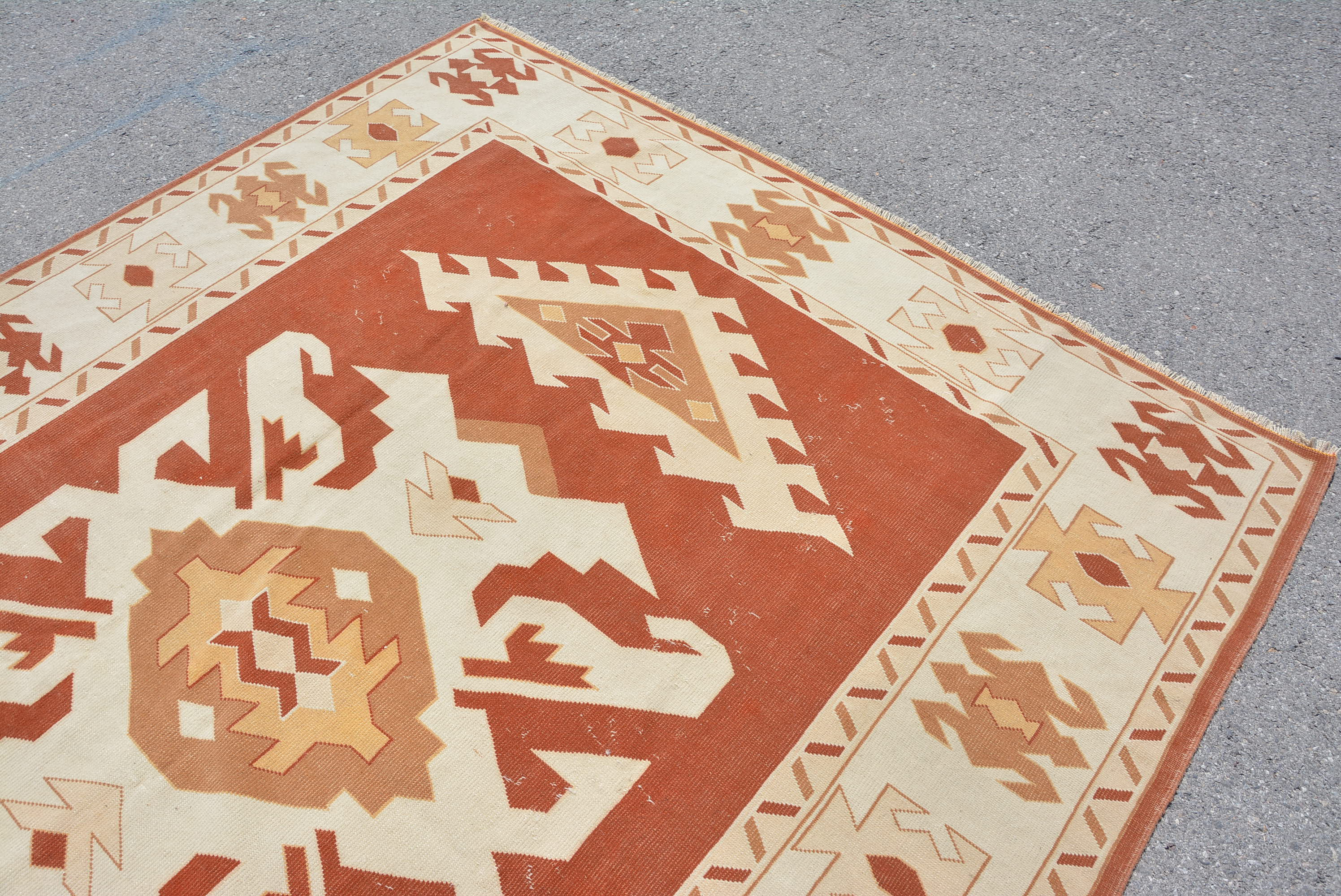 Isabelline Vintage Rugs, 6.8x8.7 ft Large Rugs, Kitchen Rugs, Red ...
