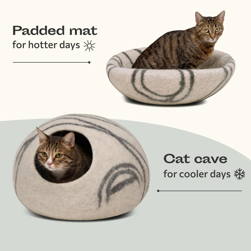 Archie & Oscar™ Cat Bed Cave Premium Felt - Handmade | Wayfair