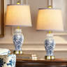 Alcott Hill® 22” Blue White Porcelain Jar Lamp Set With Brass Base(Set ...