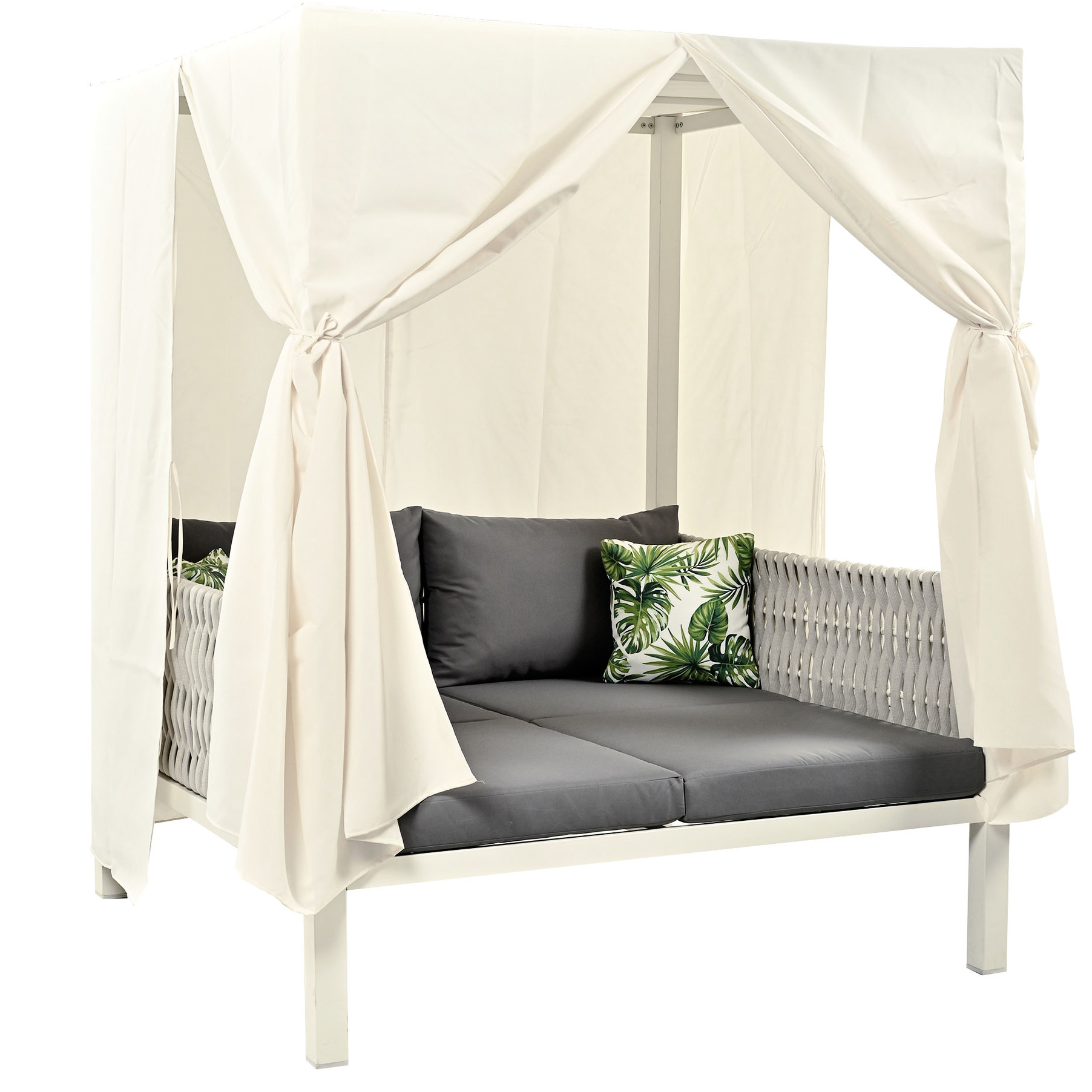 Latitude Run® Outdoor Sunbed With Curtains & Canopy - Comfortable Foam ...