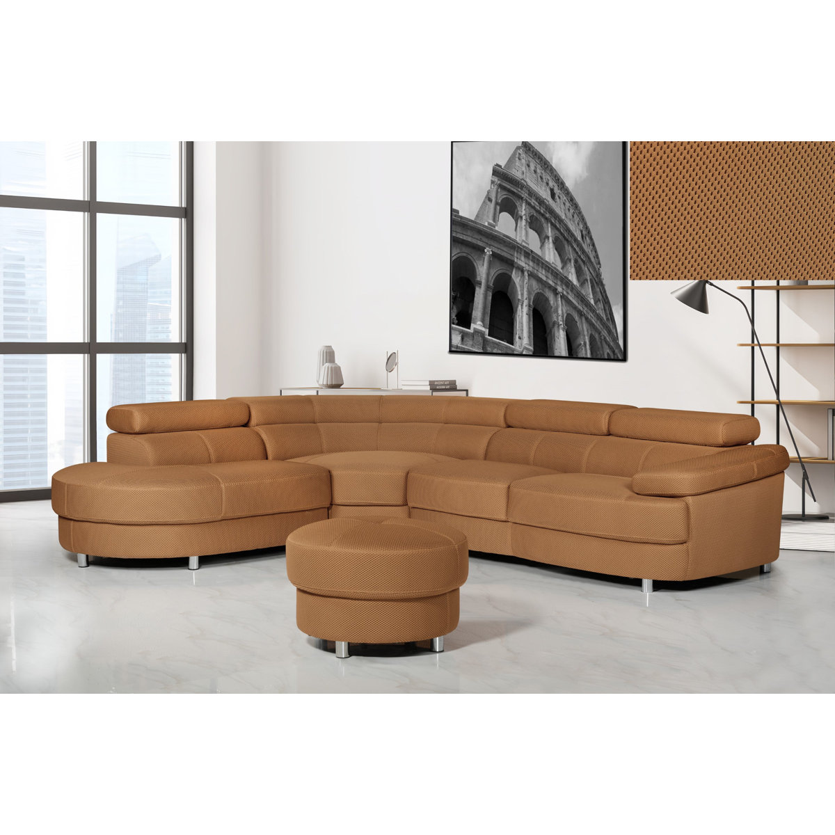 Brayden Studio Mesh Fabric Corner Sofas Upholstered Corner Sectional ...