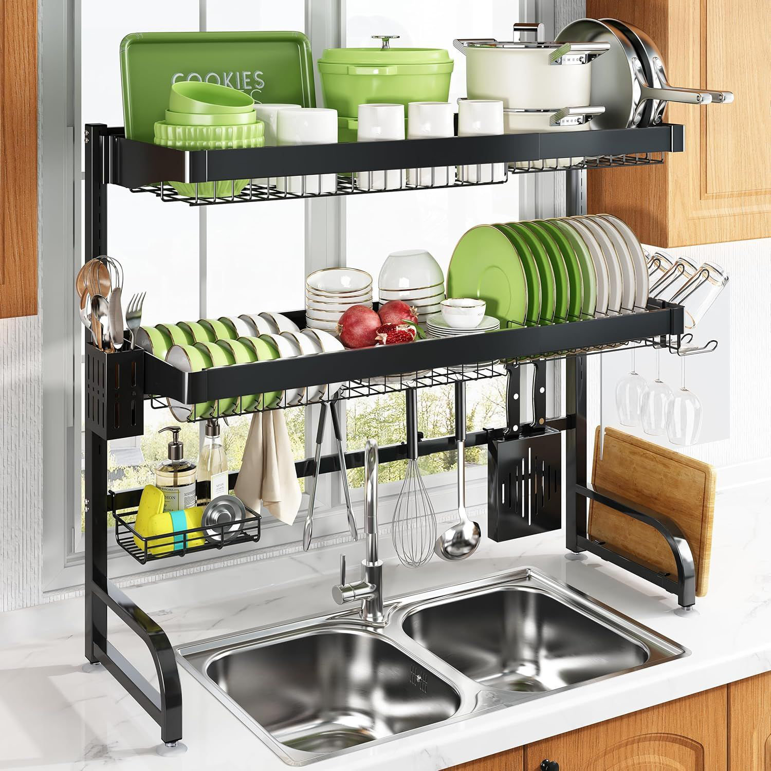 Silodo 3-tier extra-large stainless steel extendable sink rack with ...