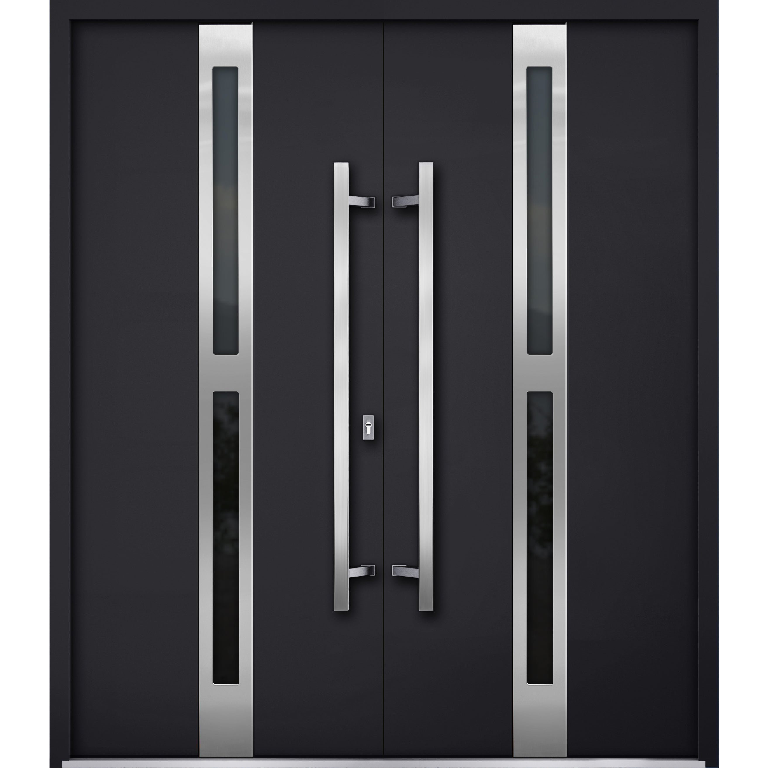 VDomDoors Front Exterior Prehung Metal Double Doors / Deux 1755 Black ...