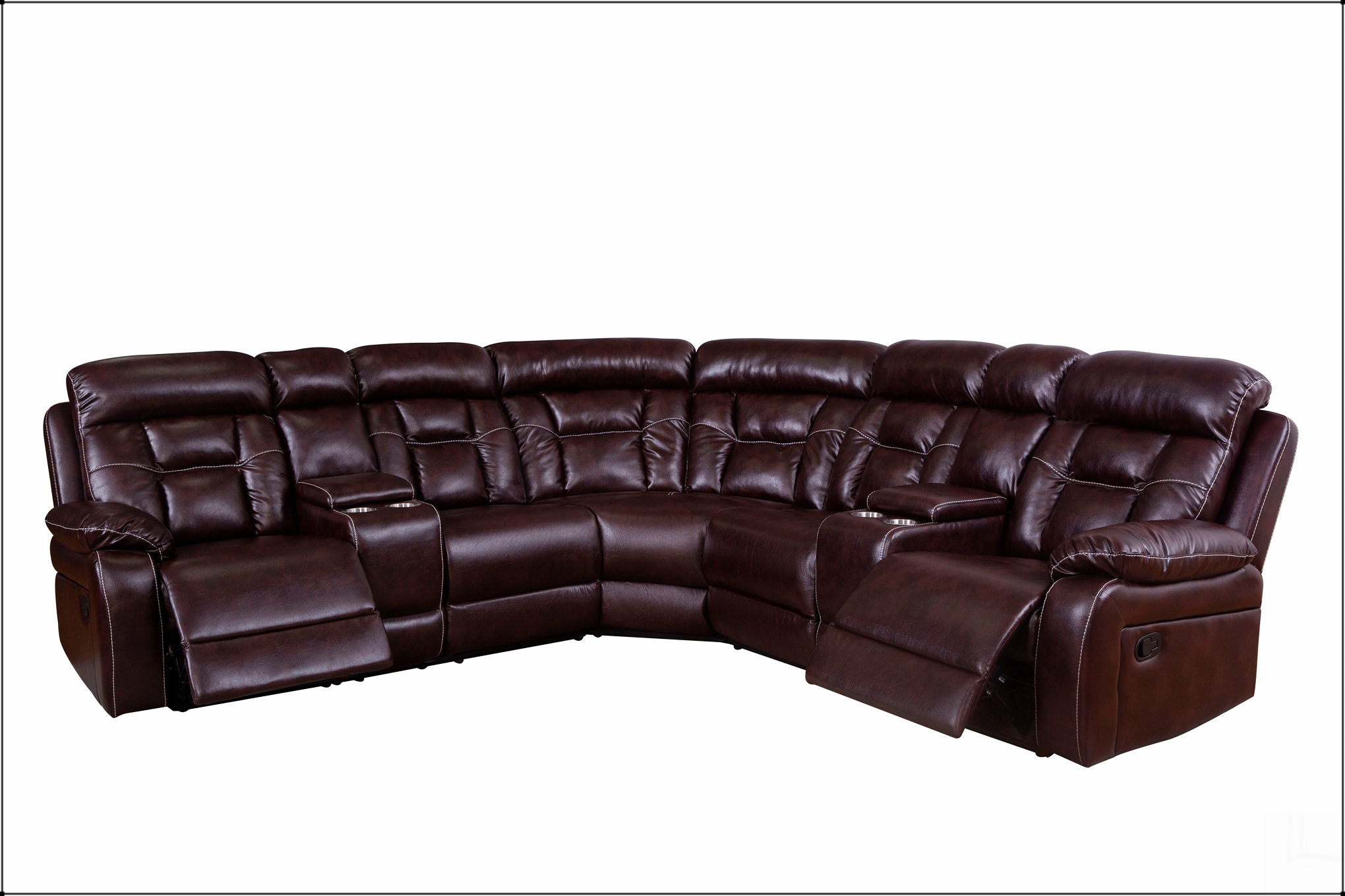 Ebern Designs Sectional Sofa with Manual Reclining Brown - Wayfair Canada