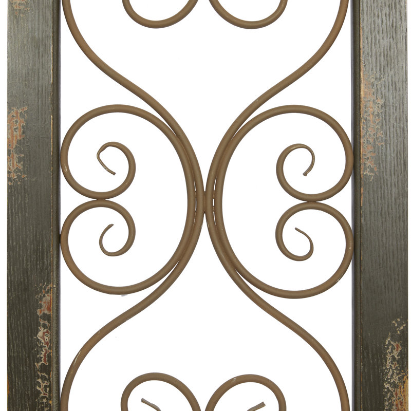 Ophelia & Co. Wood Arched Window Inspired Scroll Brown Wall Decor with ...