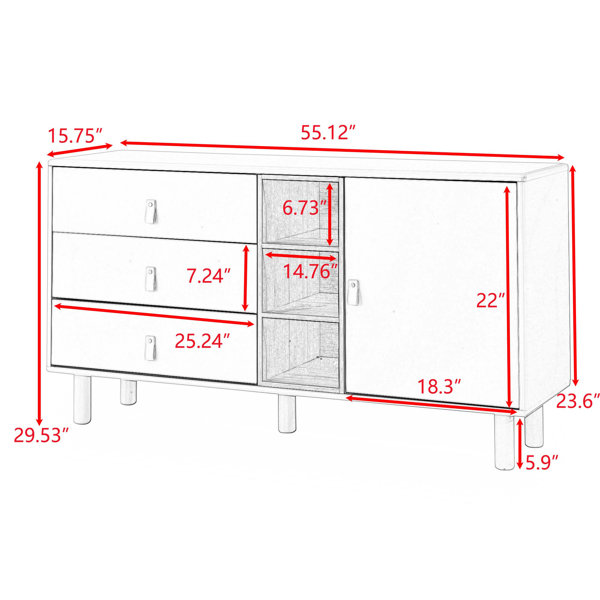 Inbox Zero Mardee 55.12 Wide | Wayfair