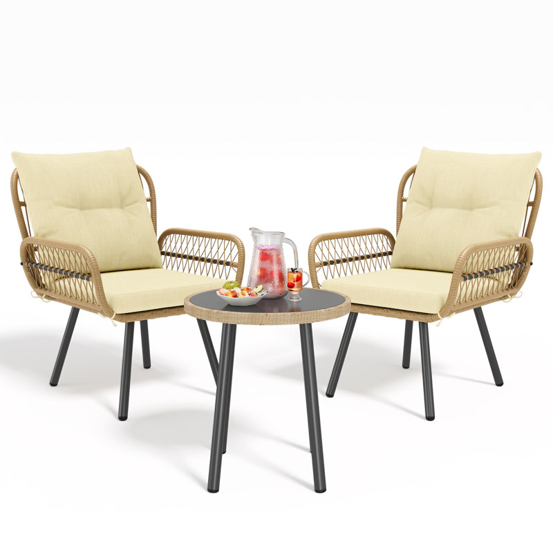 Dovecove 3 Piece Wicker Patio Bistro Furniture Set | Wayfair