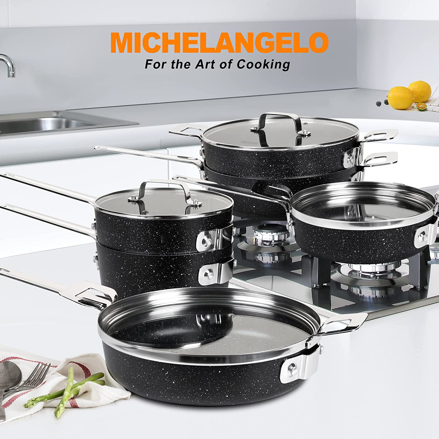 MICHELANGELO 10 - Piece Non-Stick Cookware Set | Wayfair