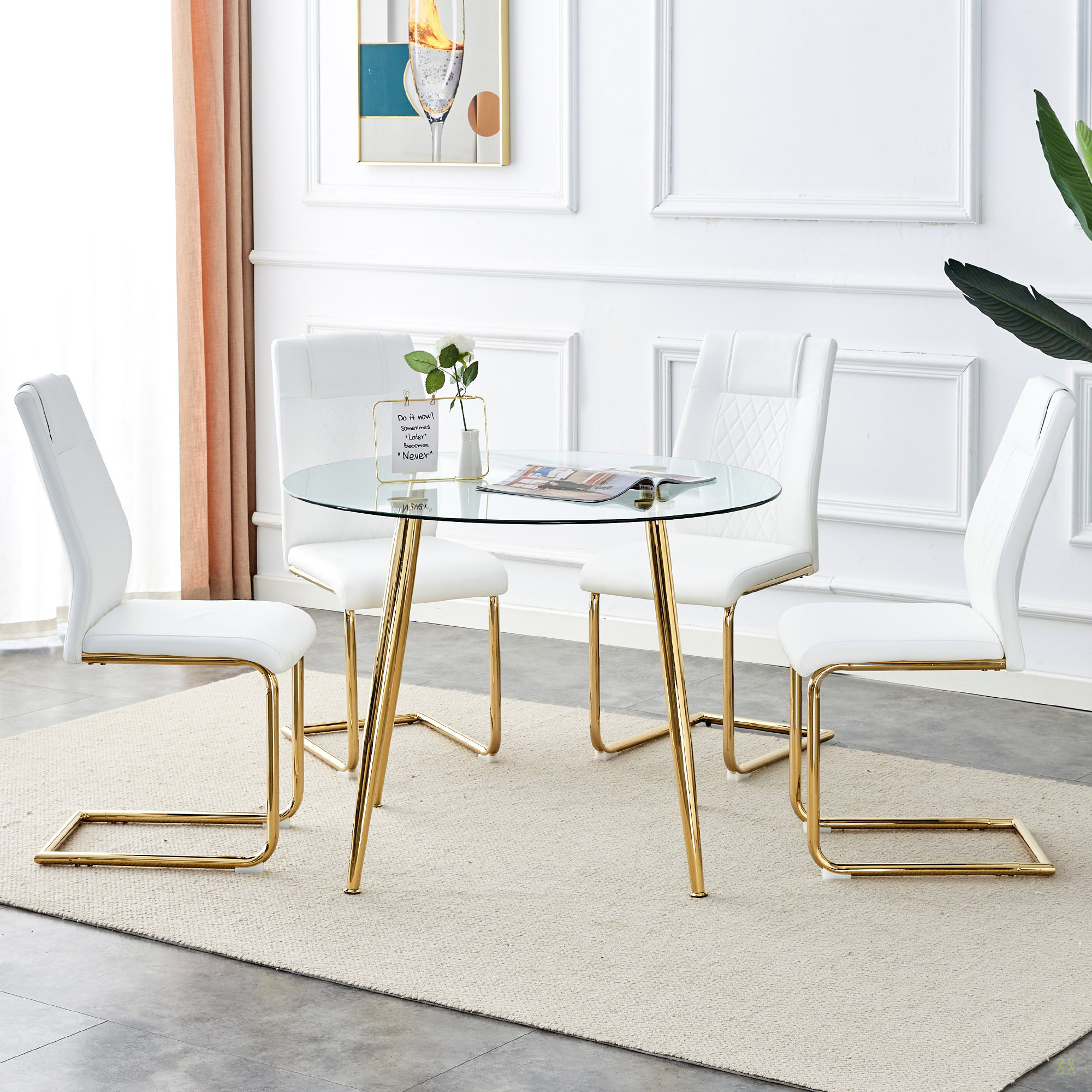 Wrought Studio™ Table And Chair Set, Circular Dining Table, Glass ...