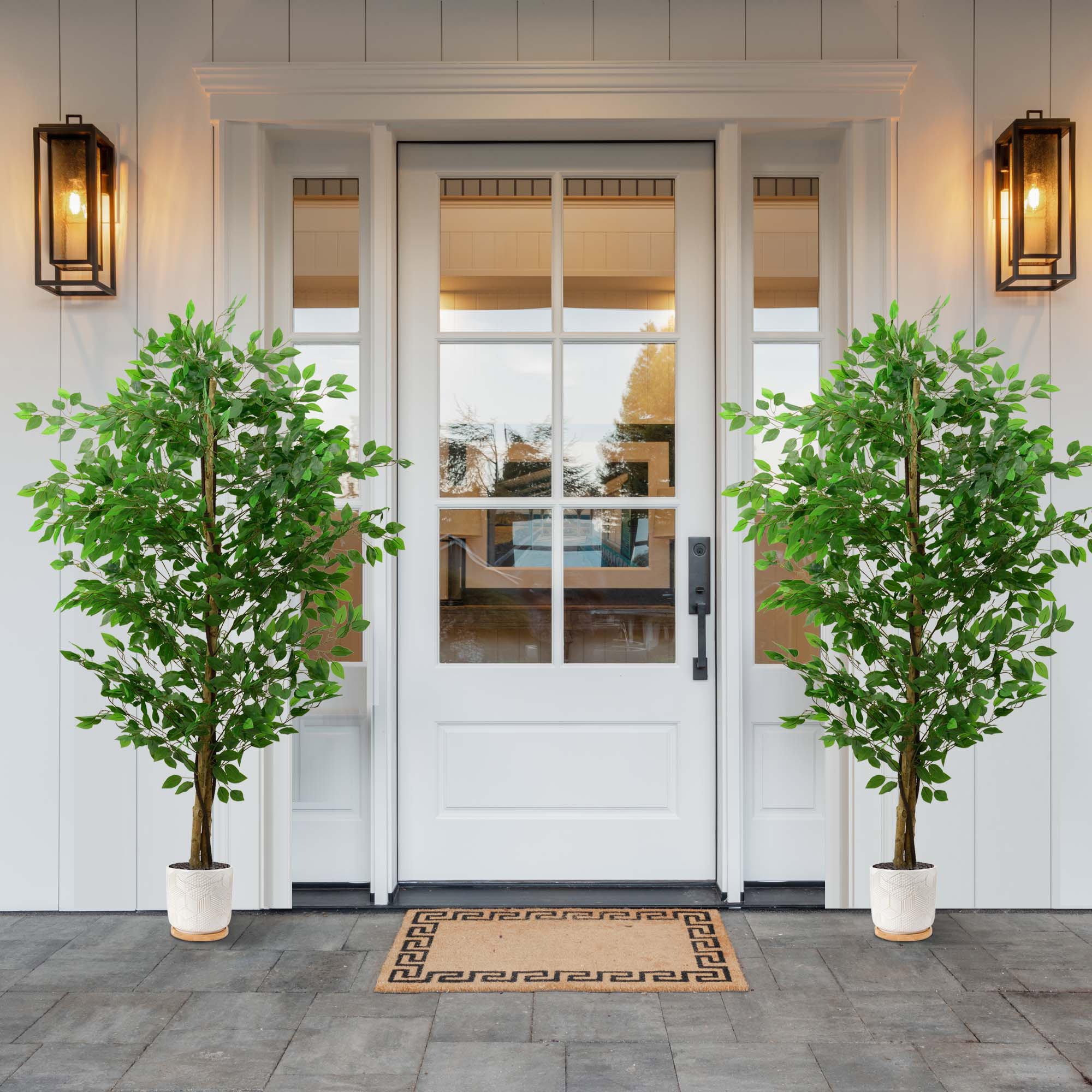 Primrue Ficus Tree Artificial, Realistic Texture Potted Faux Ficus Tree ...