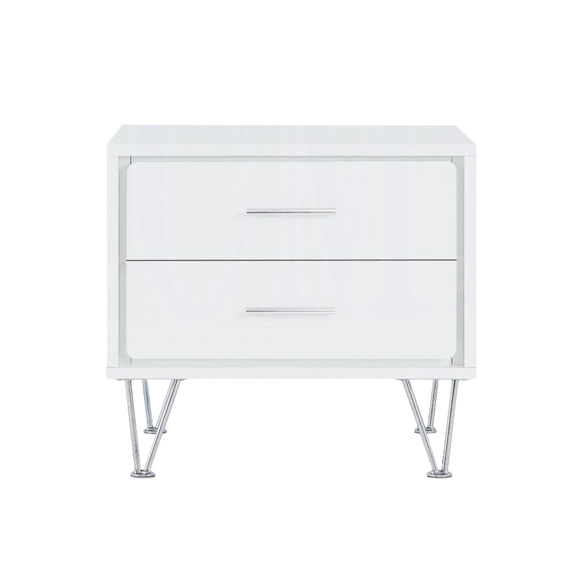 George Oliver Metal Legs 2 Nightstand In White Look - Rectangular ...