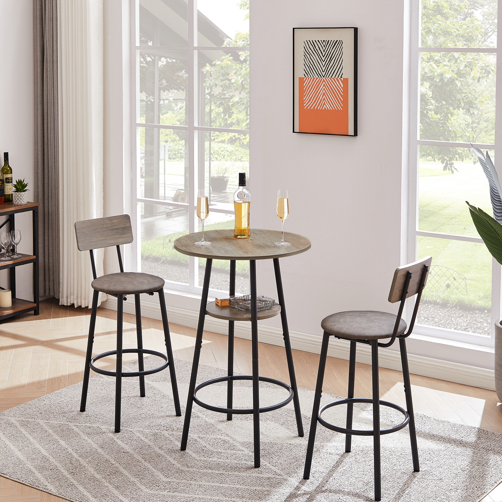 Wrought Studio™ Grey Bar Stool With Shelf - Indulge In Relaxation ...