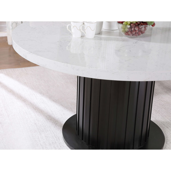 Lark Manor Allson Round Faux Marble Top Dining Table | Wayfair