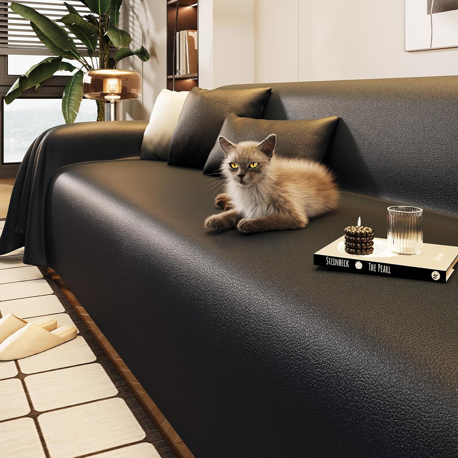 MAGBIX Premium PU Leather Couch Cover, Stain-Resistant Sofa Cover ...