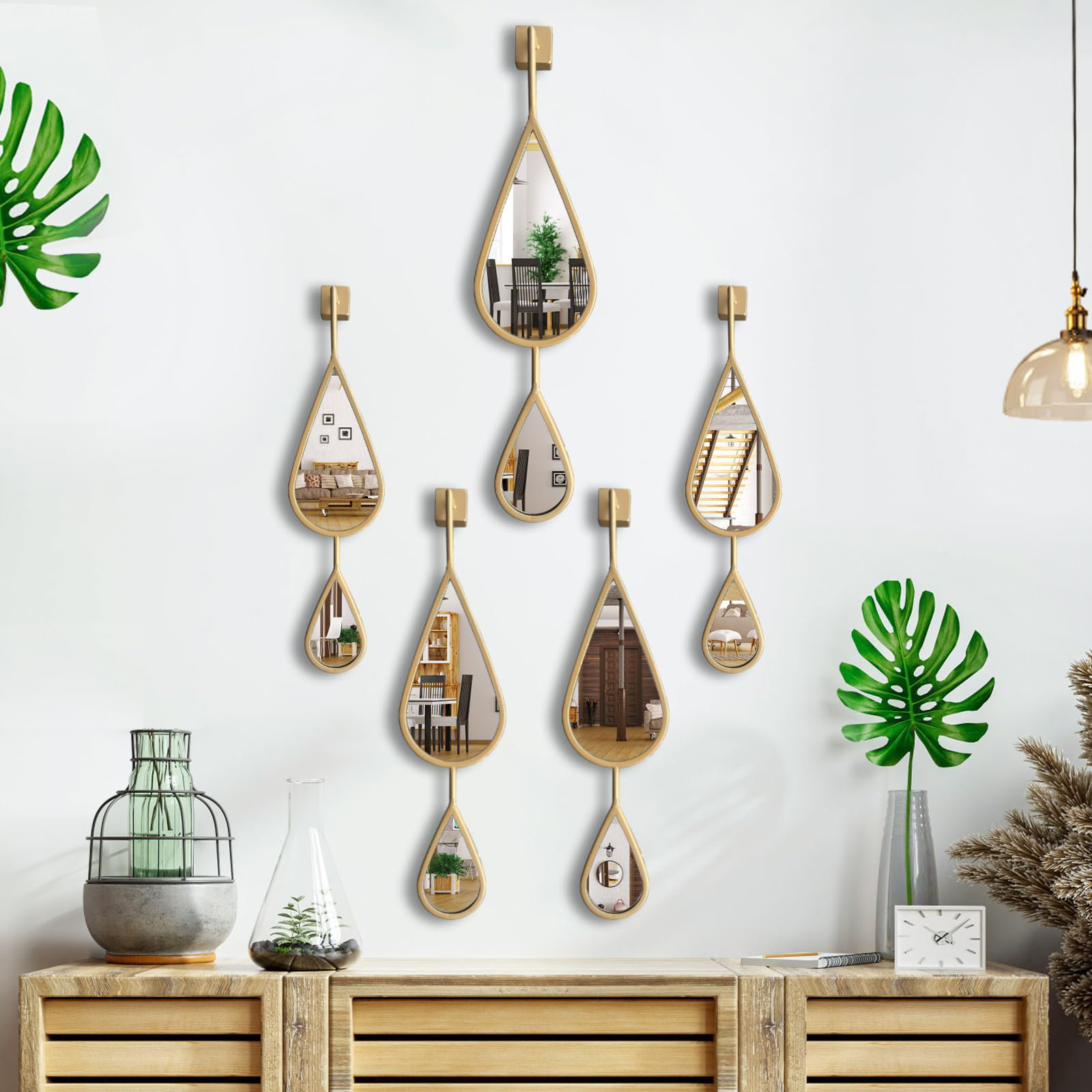 Everly Quinn Wall Mirror Decorative Mirrors Mounted Decor Tear Drop ...