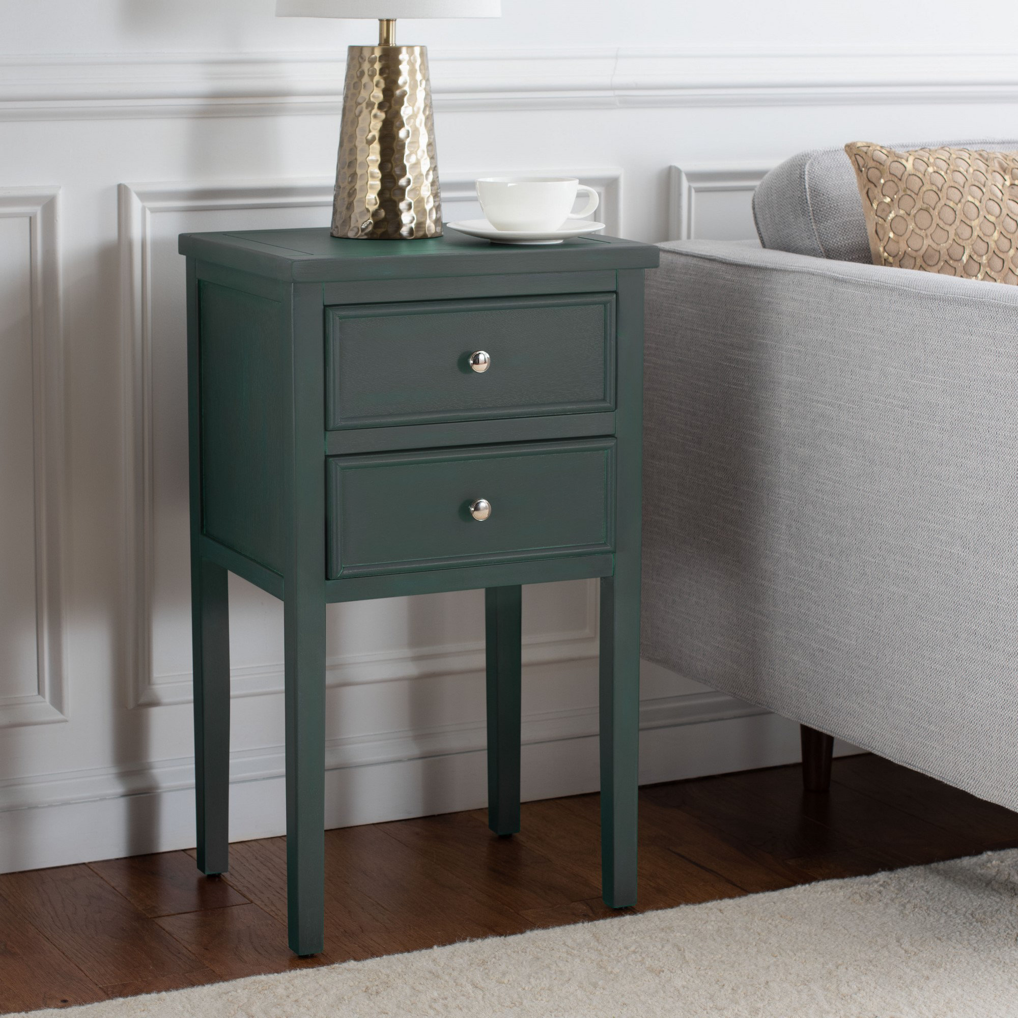 Gracie Oaks Evangelyne Solid Wood 2 Drawer End Table & Reviews ...