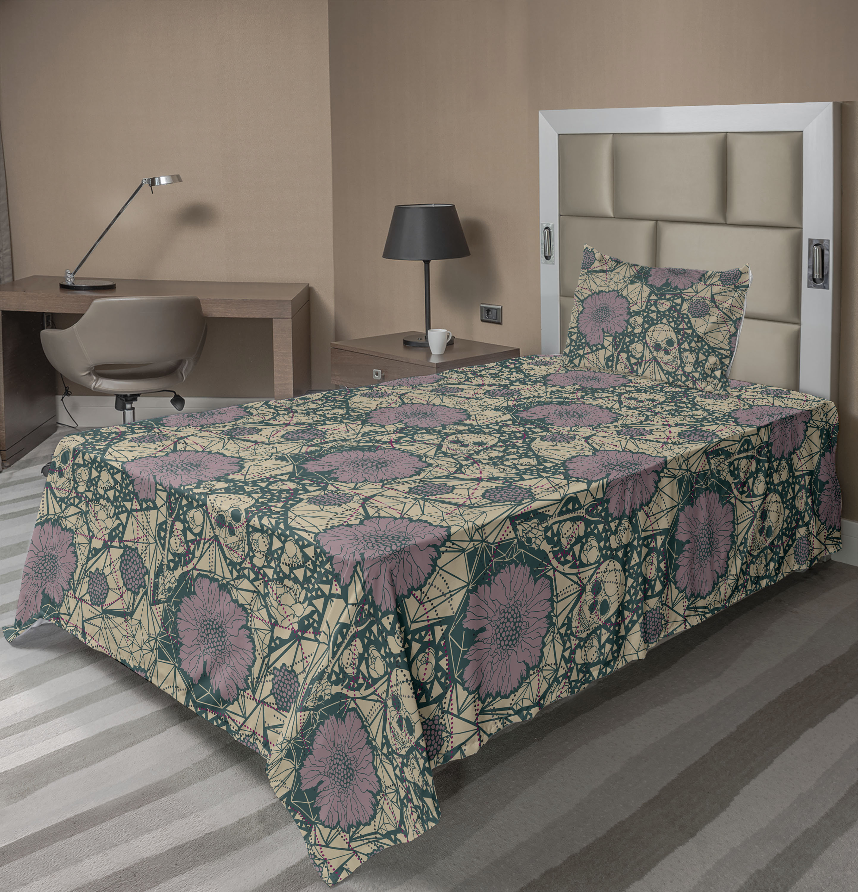 Ambesonne Gothic Sheet Set Witchy Goth Skull Pattern Pale Lilac ...