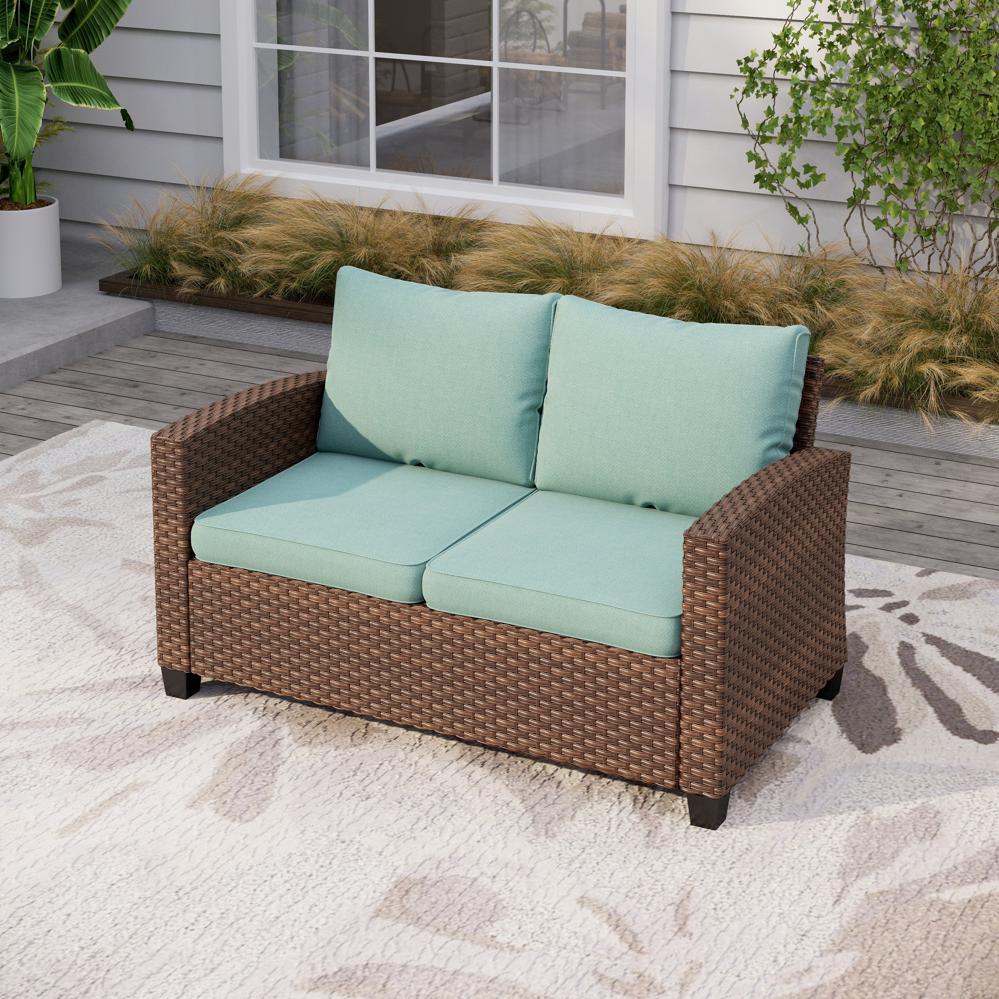 Lark Manor™ Argyri Stylish Wicker Outdoor Patio Loveseat & Reviews ...