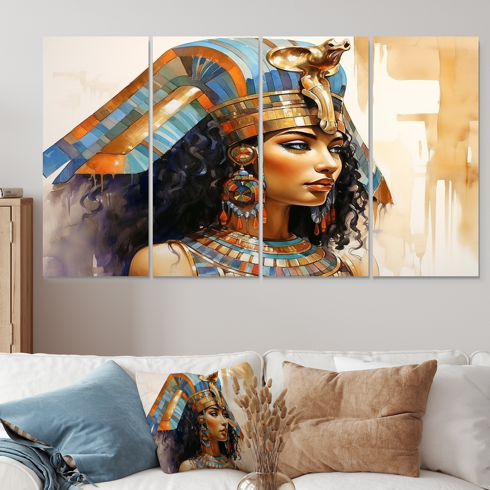 House of Hampton® Gold And Blue Pharaoh Egyptian Woman Beauty I - Egypt ...