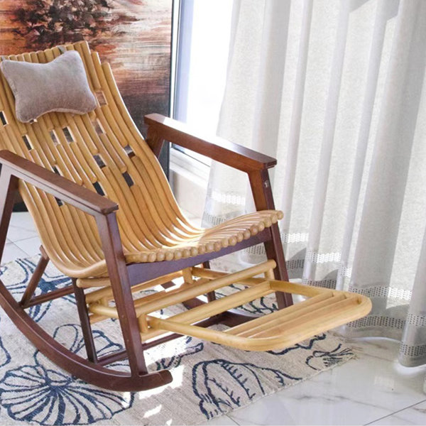 ChairVogue Solid Wood Natural Rattan Rocking Chair Rocking Chair | Wayfair