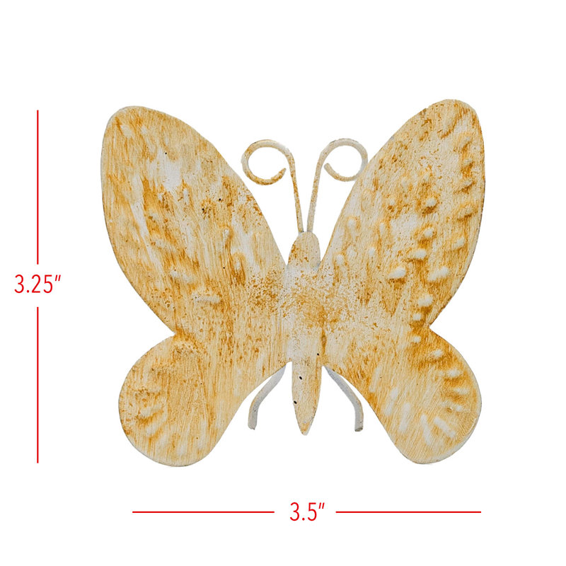 Foreside Home & Garden Set of 3 Distressed Butterfly Figures Metal ...