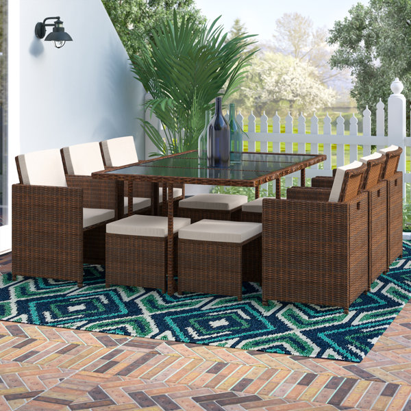 Beachcrest Home™ Larose 10 - Person 65.9" Long Dining Set with Cushions ...