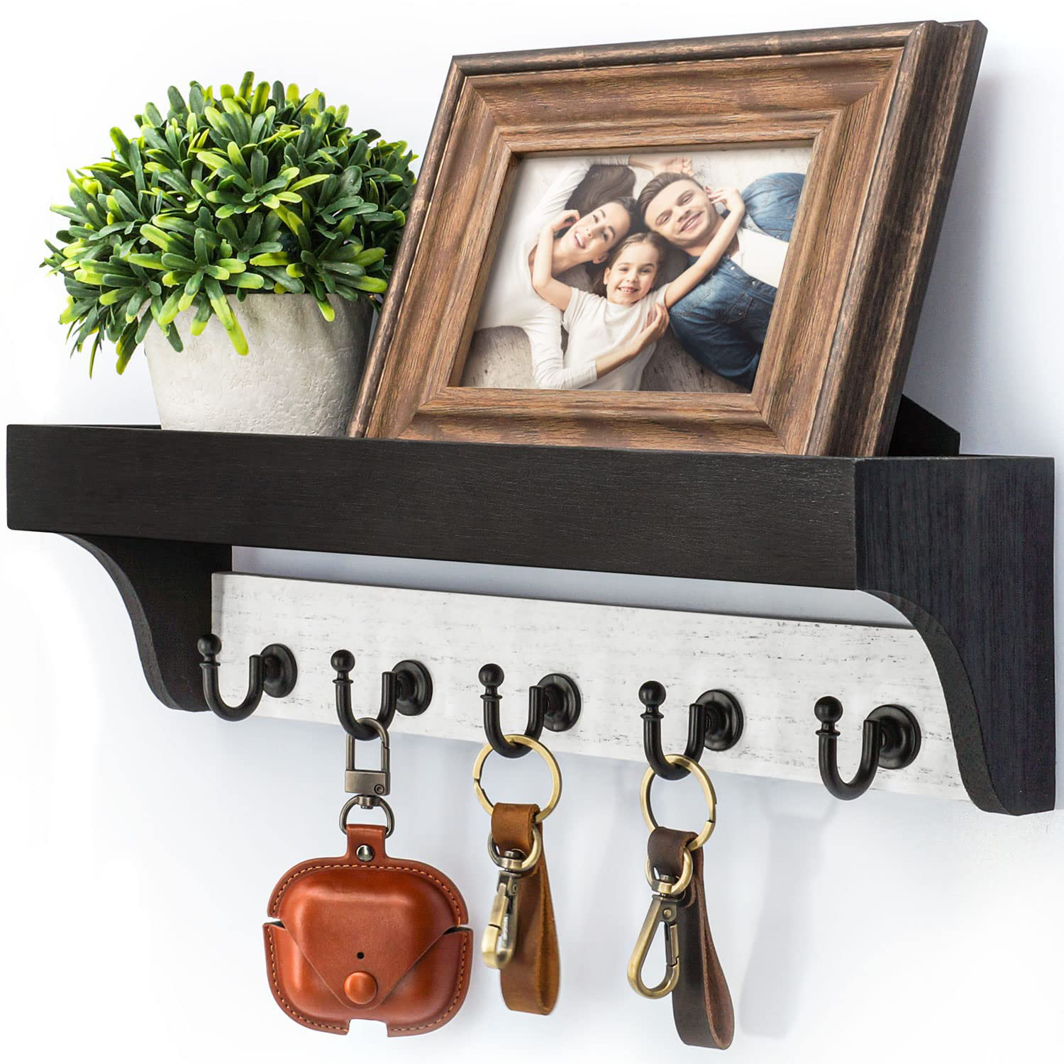 Gracie Oaks Key Holder For Wall With Shelf : Decorative 2-Colour Key ...