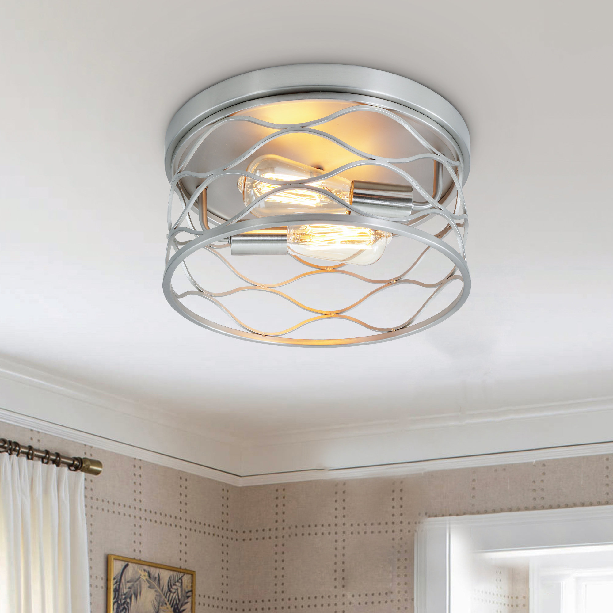 Latitude Run® flush Mount Lighting Fixture, 2-light Metal Ceiling Light ...