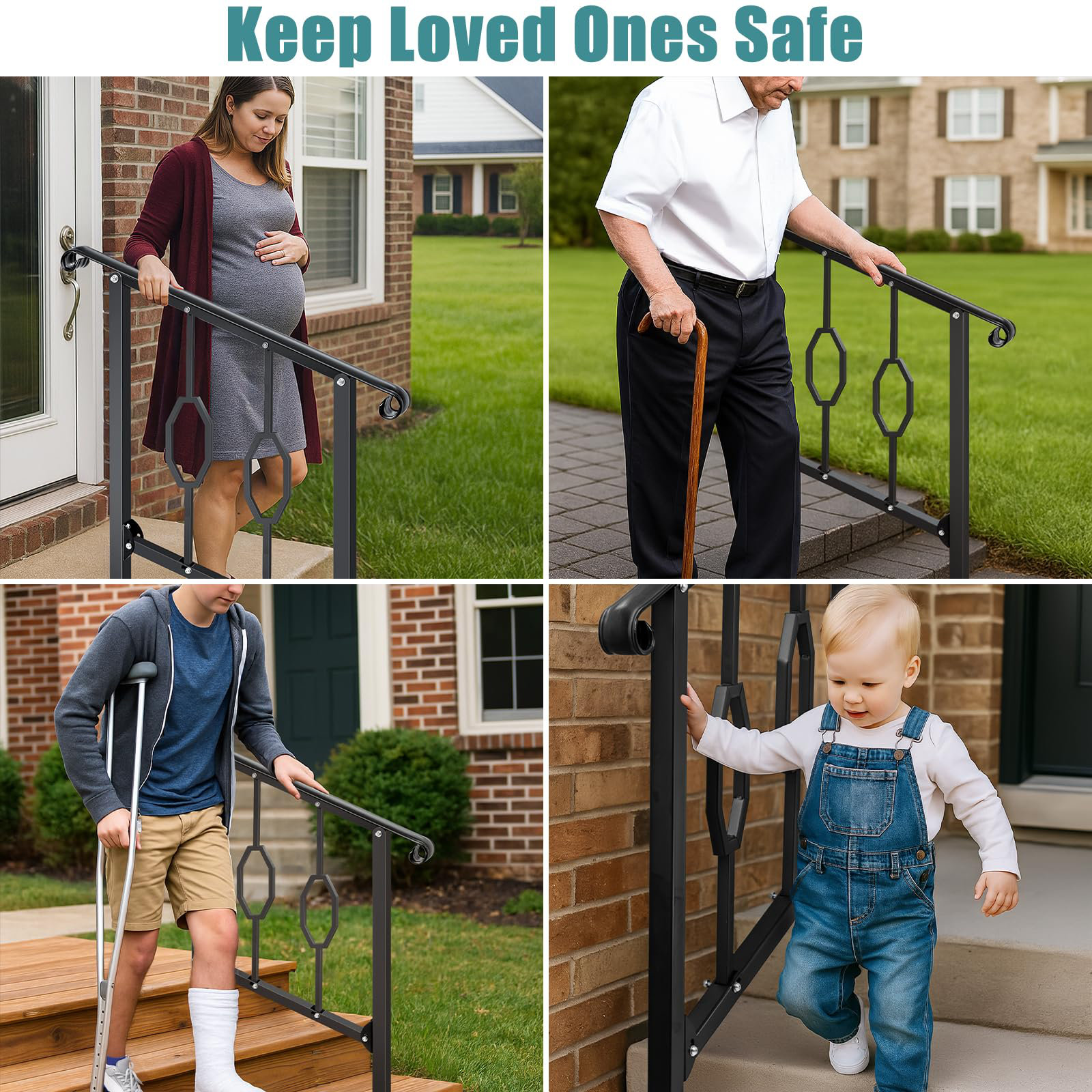 tangmaikeji Handrails For Outdoor Steps, Fit 2 Or 3 Steps Outdoor Stair ...