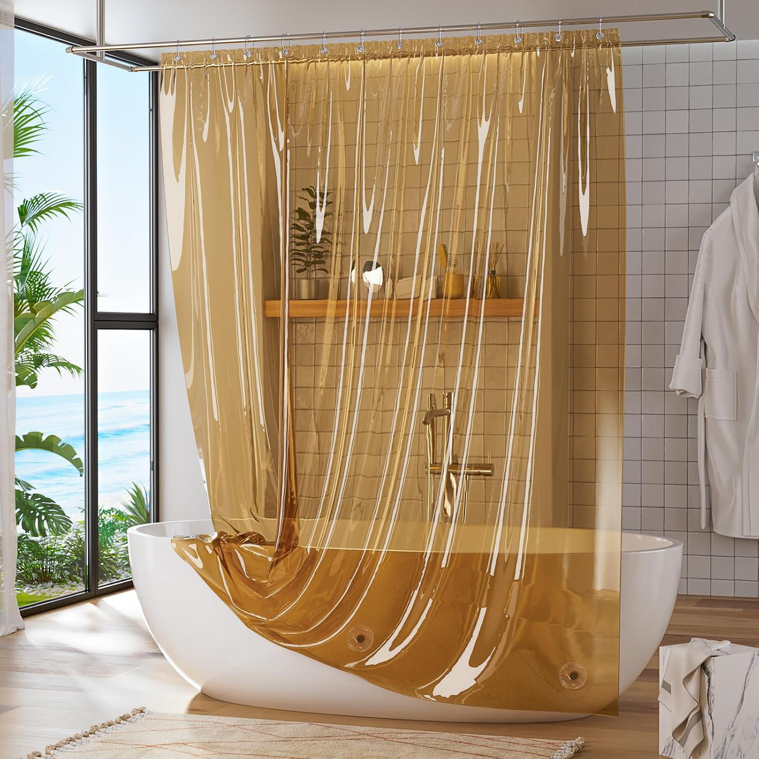 East Urban Home Frosted Waterproof Shower Curtain Liner With Magnets ...