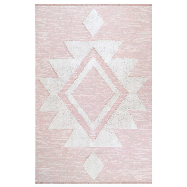 Natur Pur Tadashi Pink Aztec Cotton Flatweave Area Rug | Wayfair.co.uk