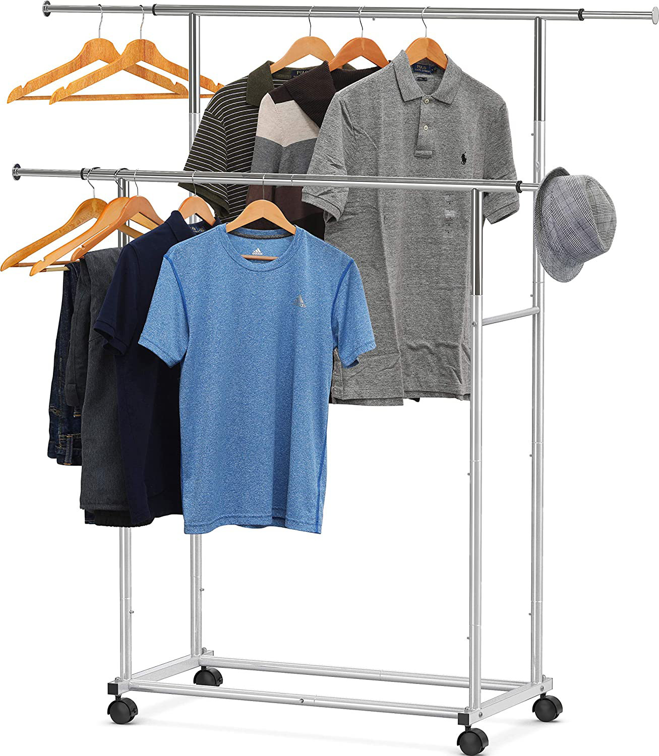 Rebrilliant Standard Double Bar Hanger, Freestanding Coat Rack ...