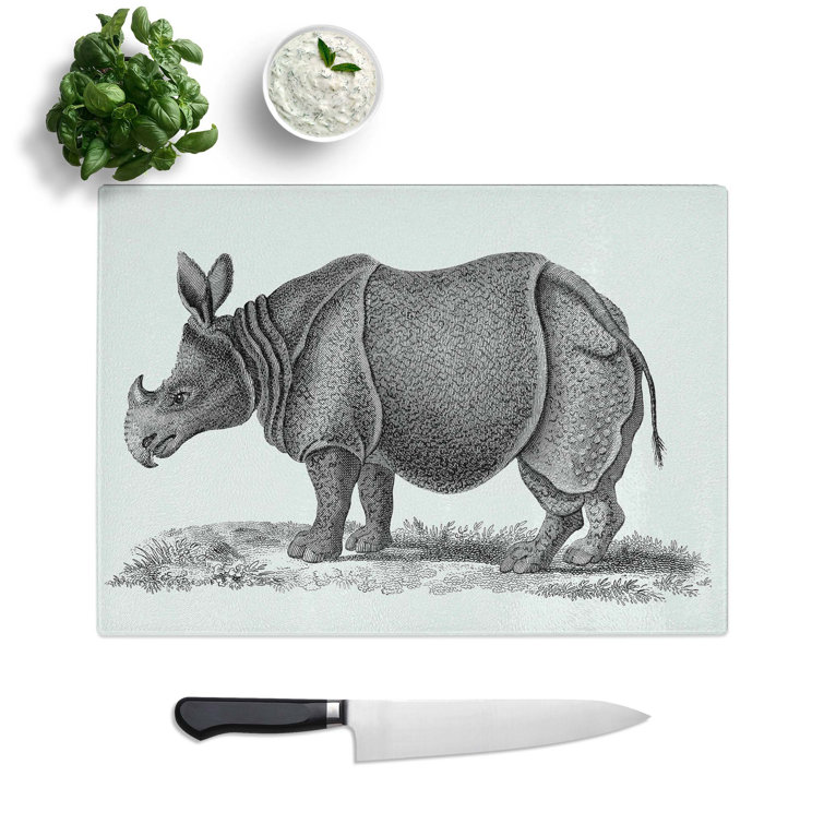 East Urban Home Tempered Glass Rhinoceros by George Shaw Chopping Board ...