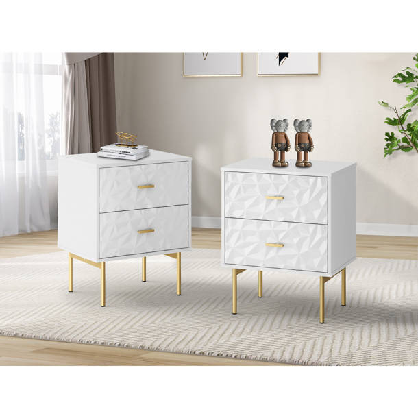 Willa Arlo Interiors Pruneda 2 Drawer Glam Nightstand & Reviews | Wayfair