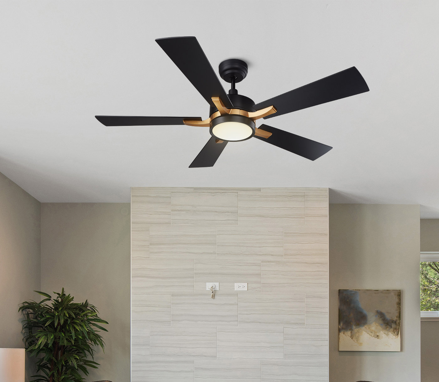 Latitude Run® Briyan 52" 5 - Blade LED Smart Standard Ceiling Fan with ...
