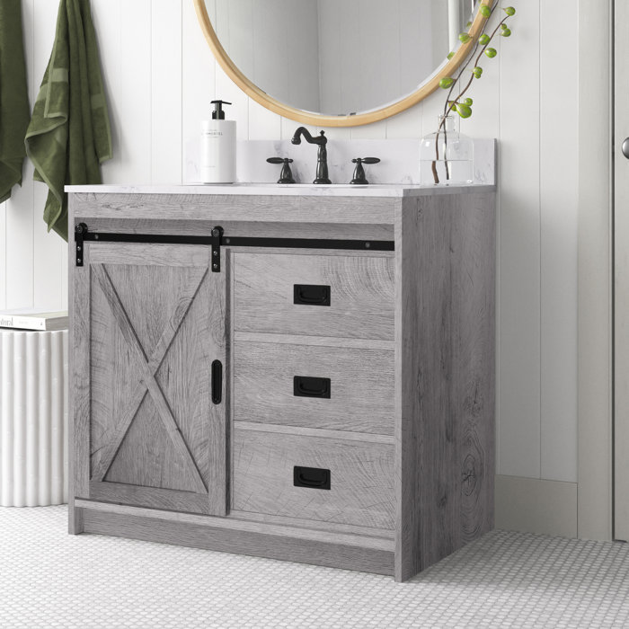 Sand & Stable Jillian 36'' Single Bathroom Vanity with Engineered Stone ...