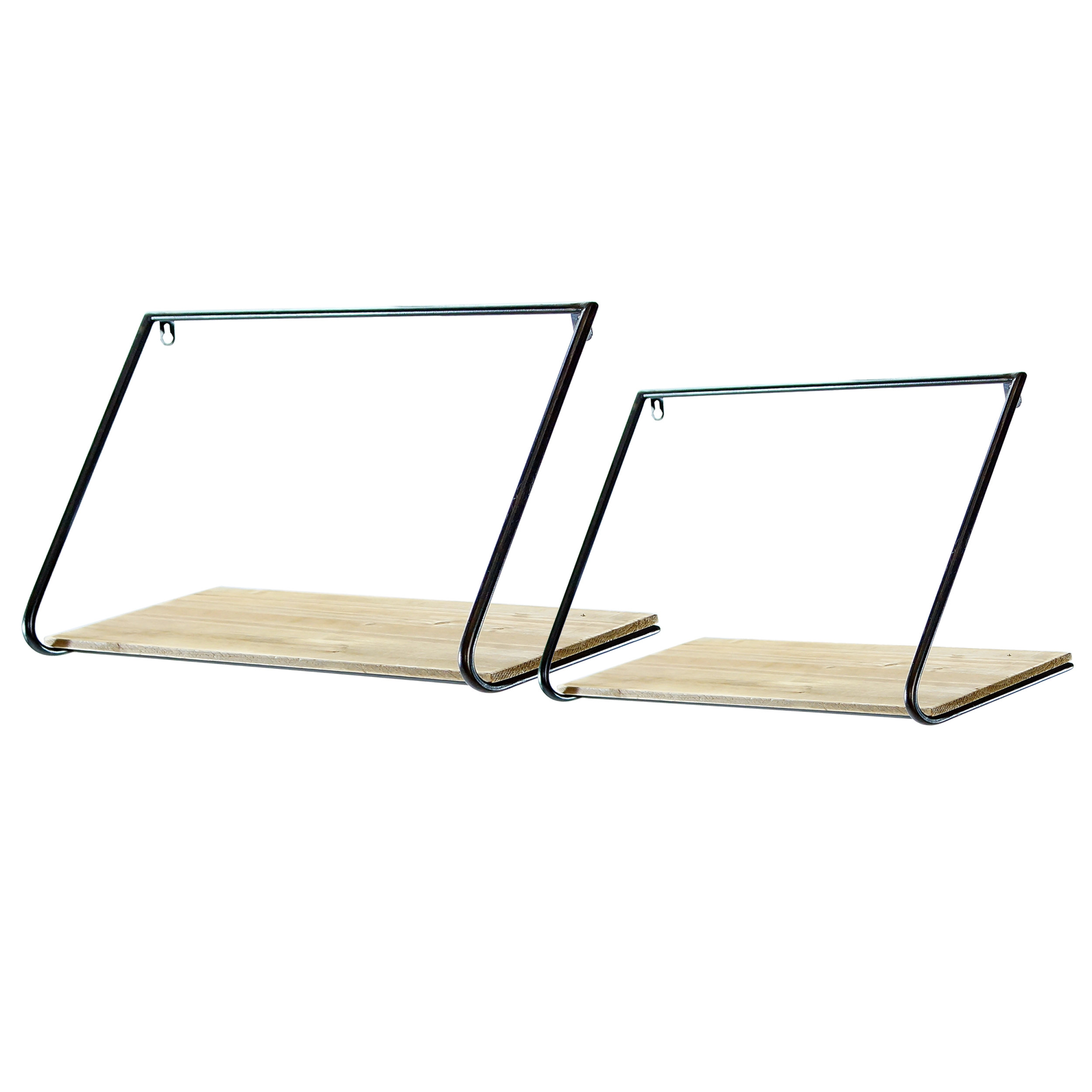 17 Stories VIP Metal 18 in. Brown Wall Mounted Shelves Set of 2 | Wayfair