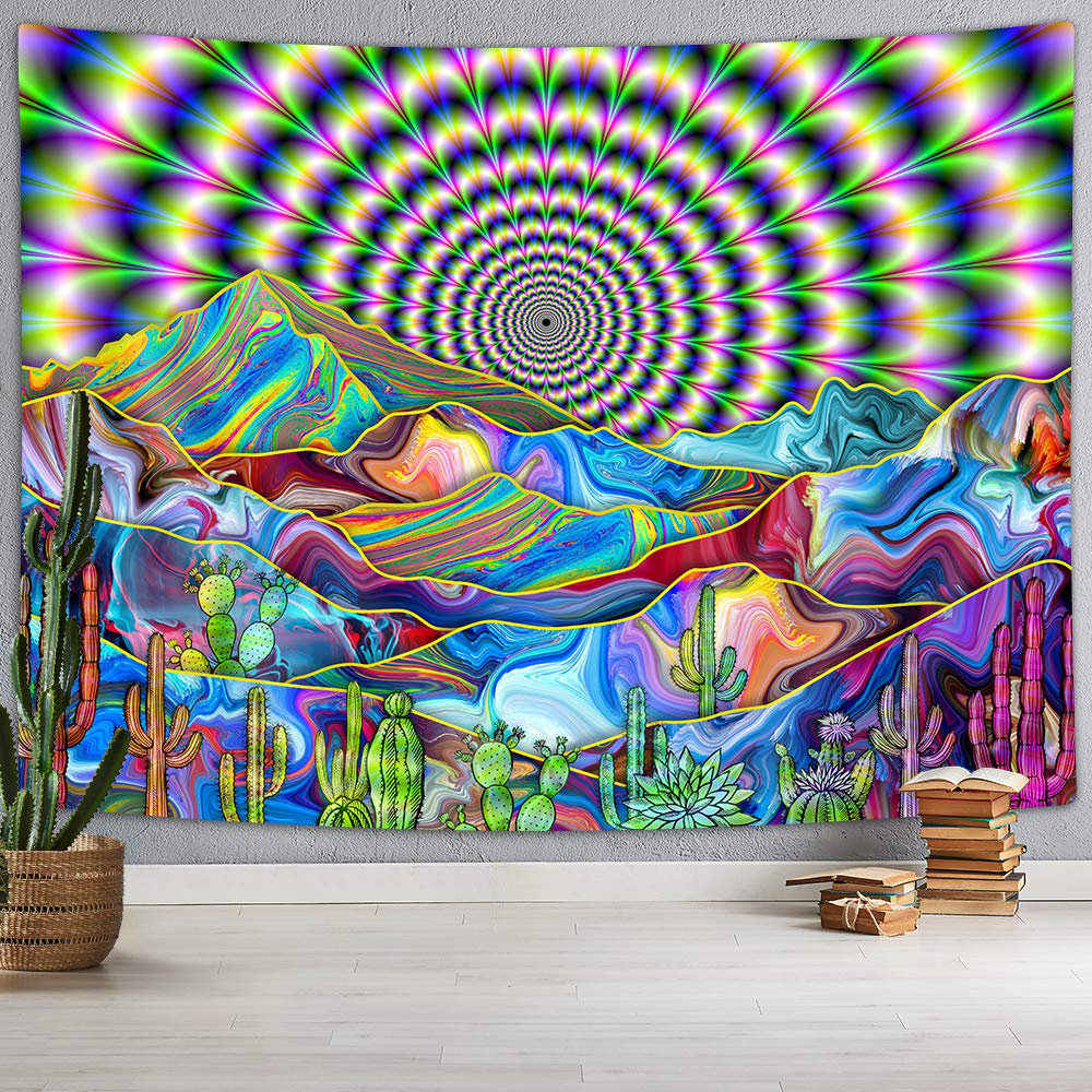 Dakota Fields Psychedelic Mountain Cactus Tapestry - Trippy Mystic ...