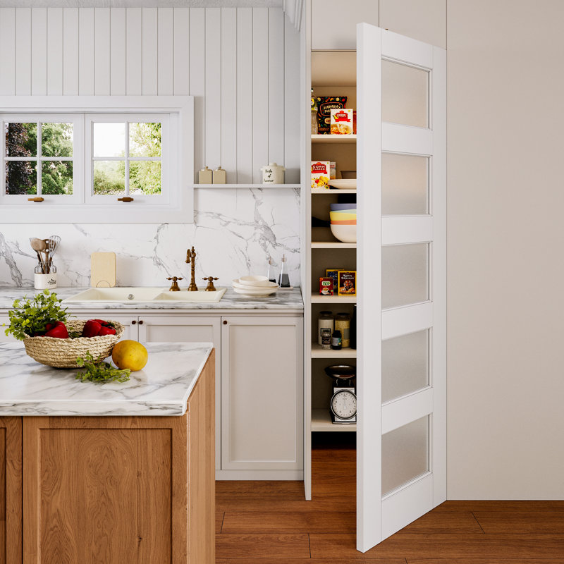 ARK DESIGN White Pantry Door Slab Frosted Glass And Solid Manufacture ...